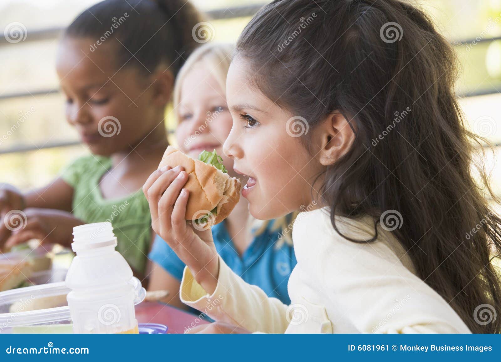 Kindergarten Children Eating Lunch Stock Image - Image of african ...