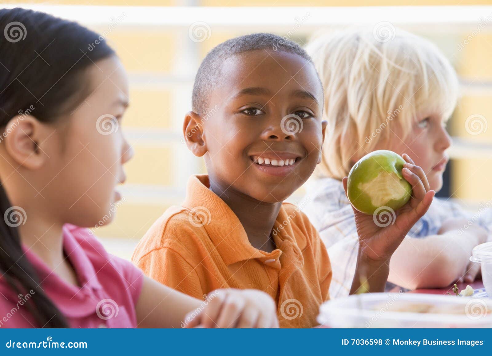 Kindergarten Children Eating Lunch Stock Photo - Image of education ...