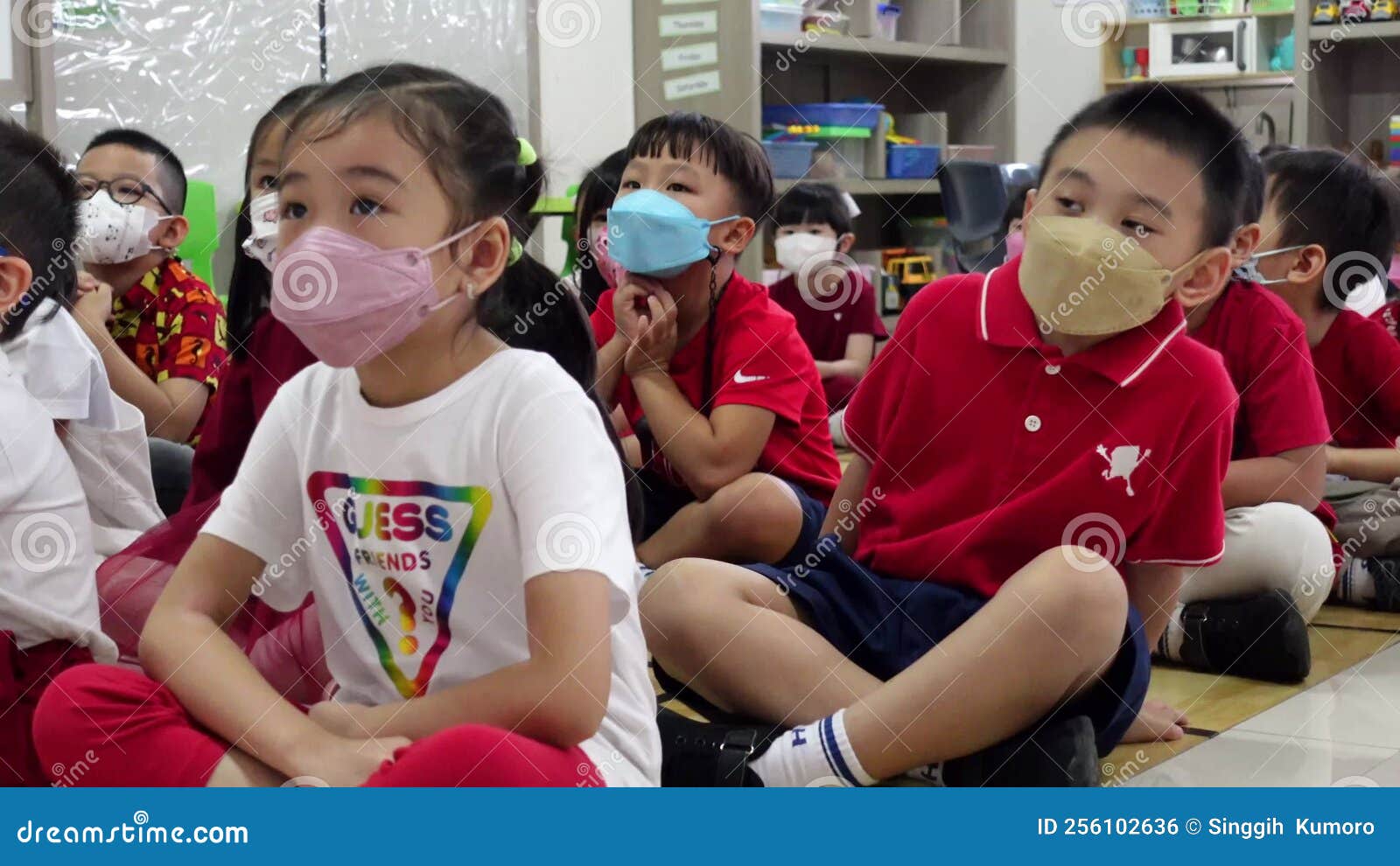 Kindergarten Children Pay Attention To Lessons in Class Stock Footage ...