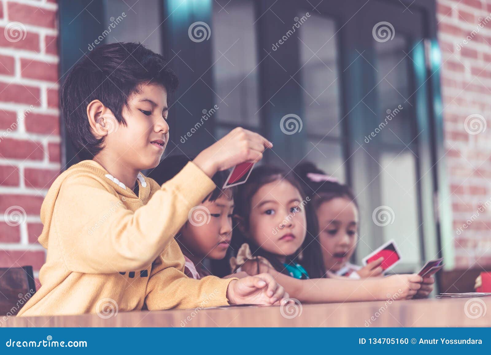 Children Playing with Counting Card in Class Room Stock Photo - Image ...