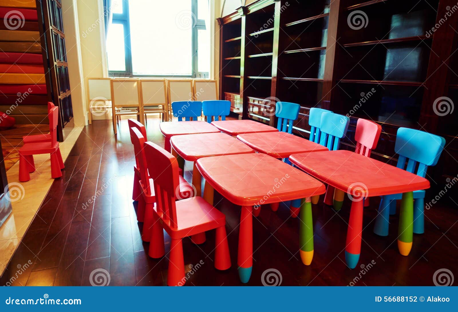 Kindergarten classroom stock photo. Image of interior - 56688152
