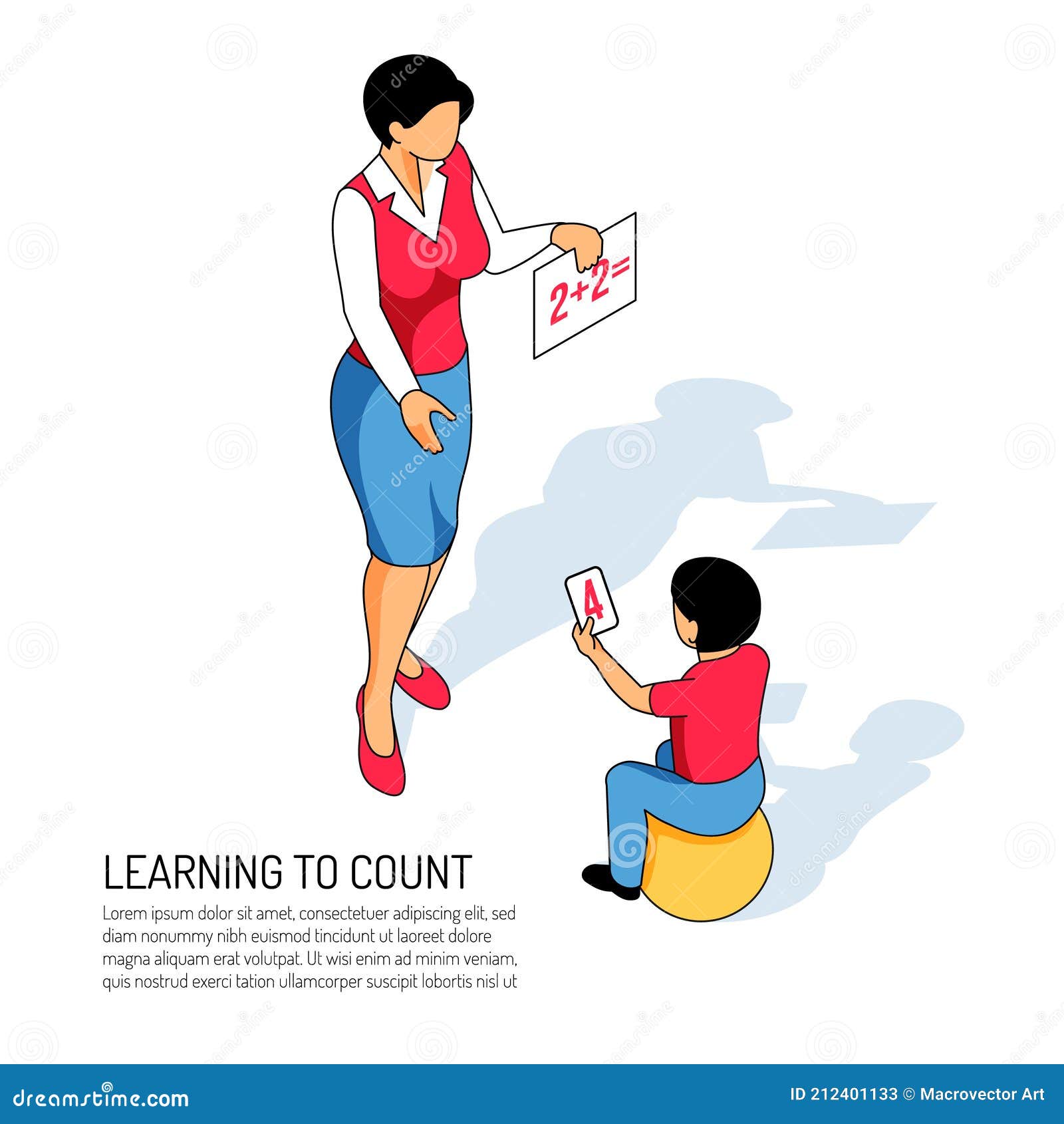 Learning To Count. Illustration Of Shapes With A Happy Cartoon Face ...