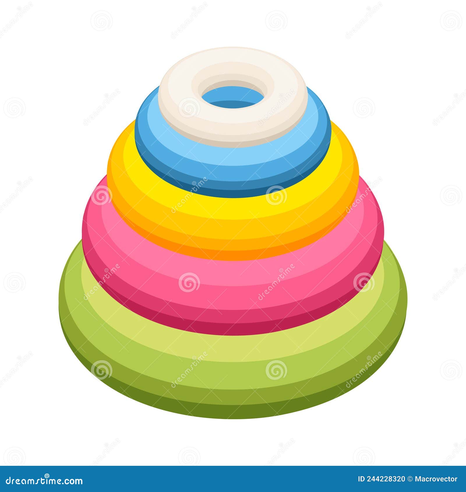Ring Stacker Wooden Toy Rainbow Pyramid Vector Icon. Educational Visual ...
