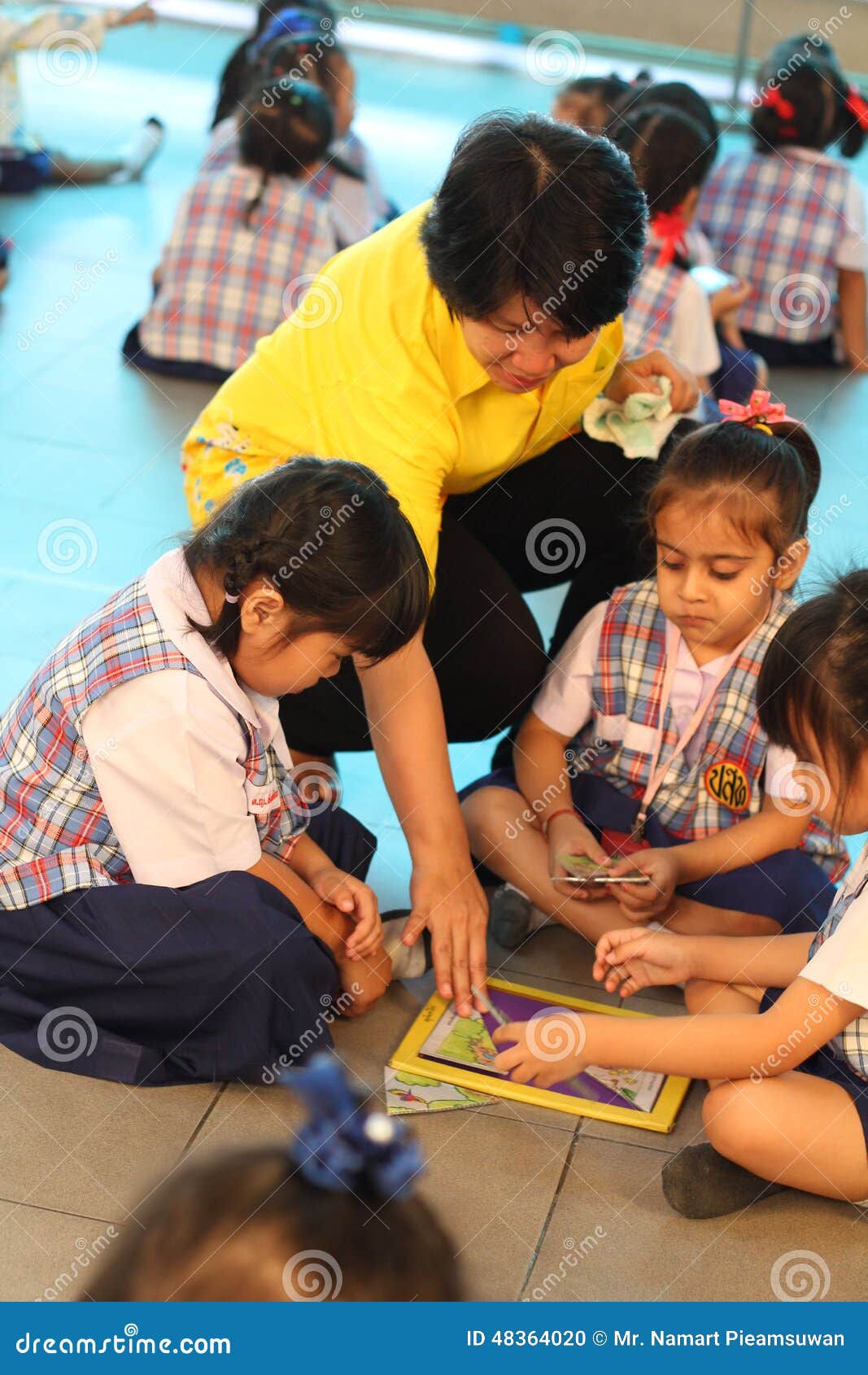 Kindergarten Students Workbooks On Teacher Table Editorial Photo ...
