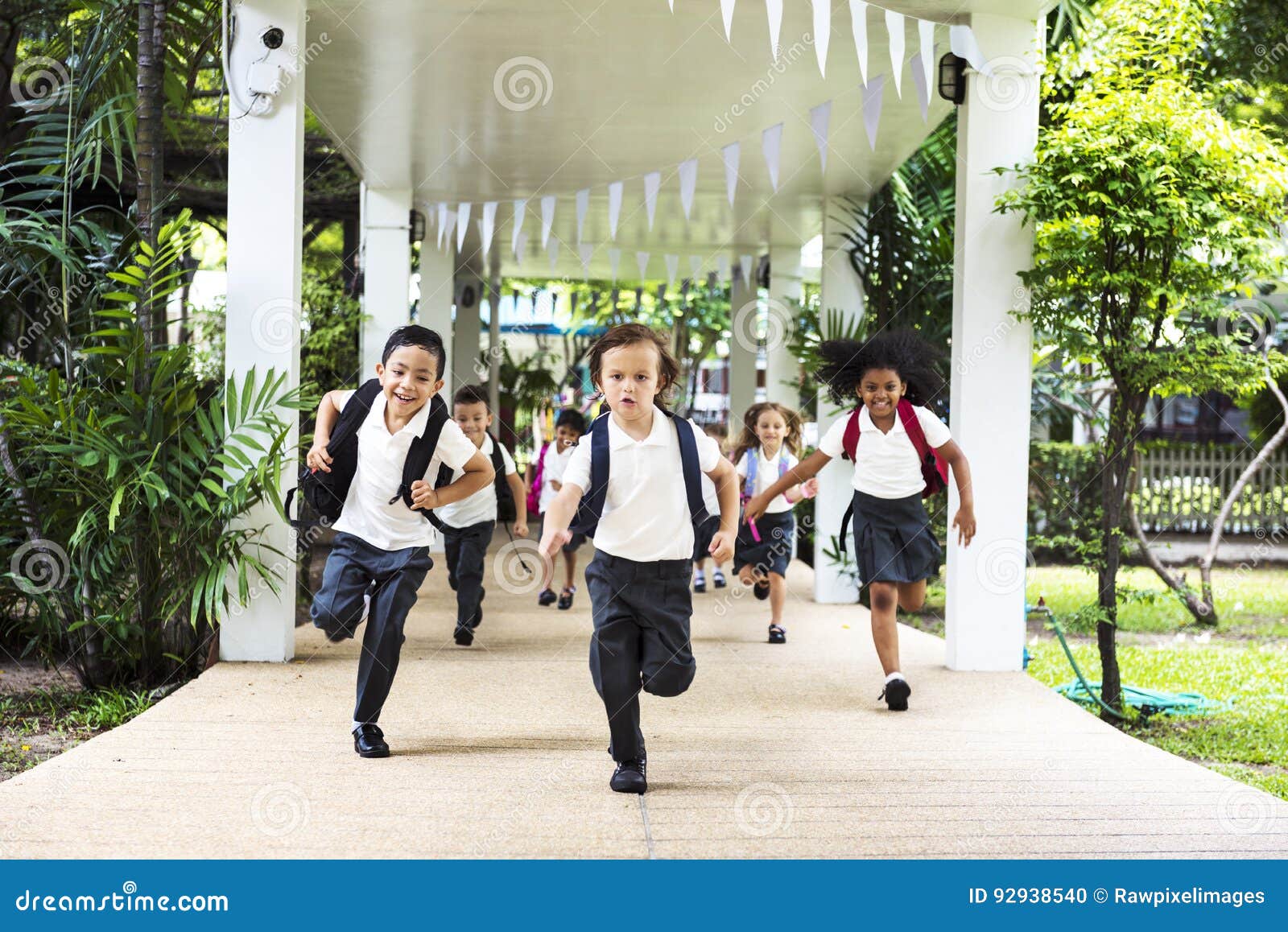 Kindergarten Students Running Cheerful after School Stock Photo - Image ...
