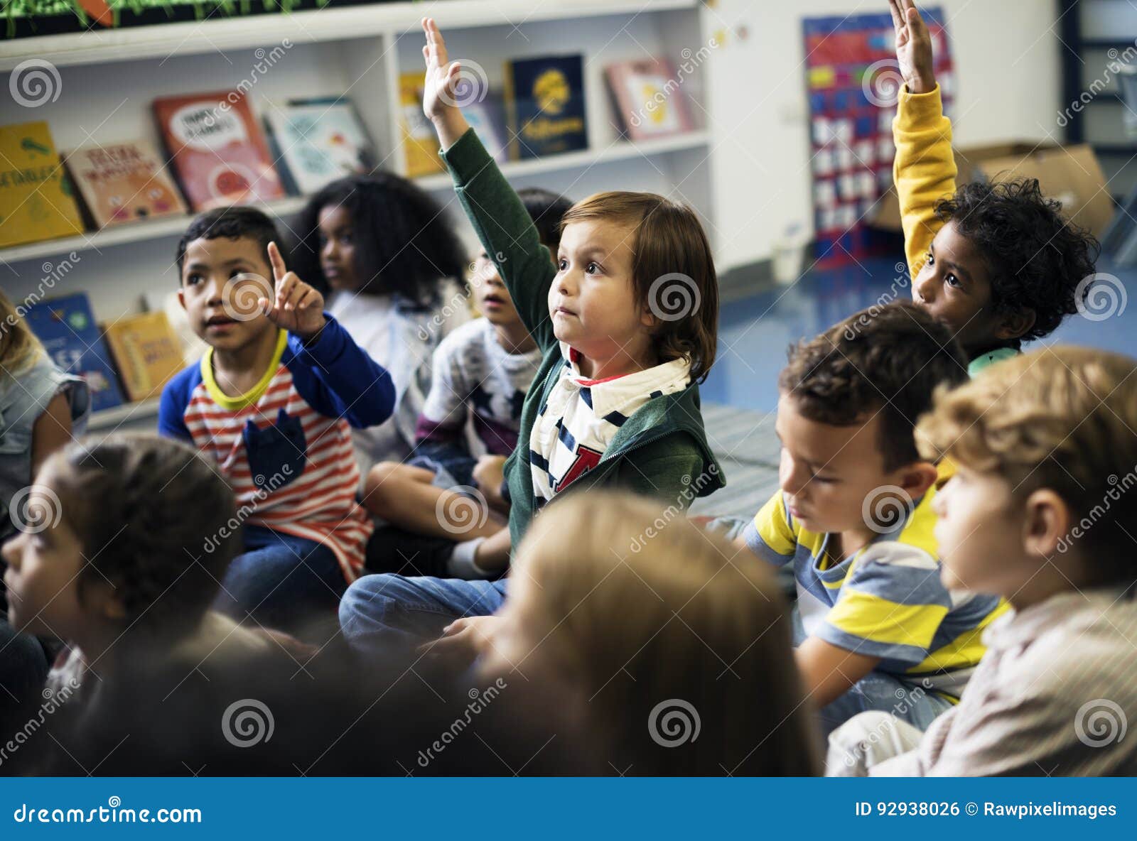 Kindergarten Students Sitting on the Floor Stock Photo - Image of ...