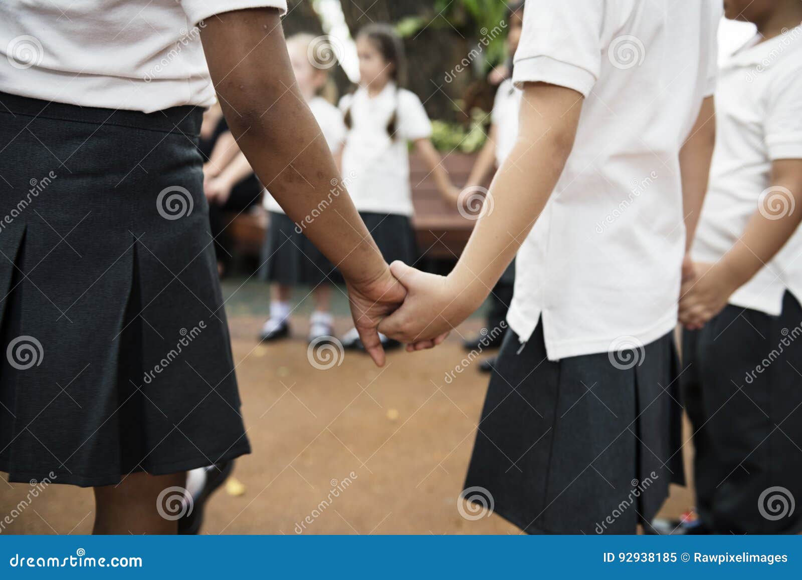 Kindergarten Students Standing Holding Hands Stock Image - Image of ...