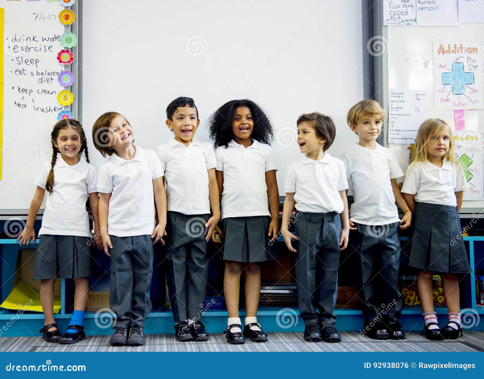 Kindergarten Students Standing Together in Clas Stock Photo - Image of ...