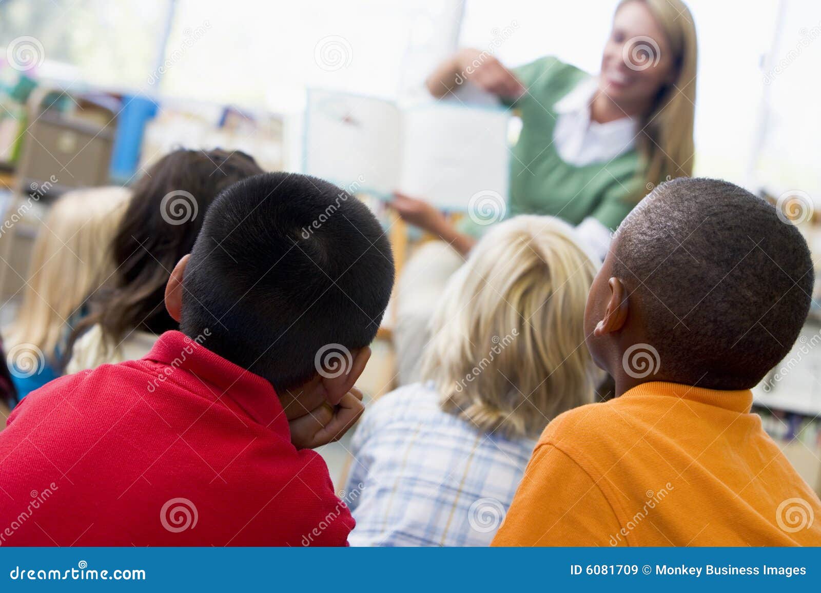 Kindergarten Teacher Reading To Children Stock Image - Image of african ...