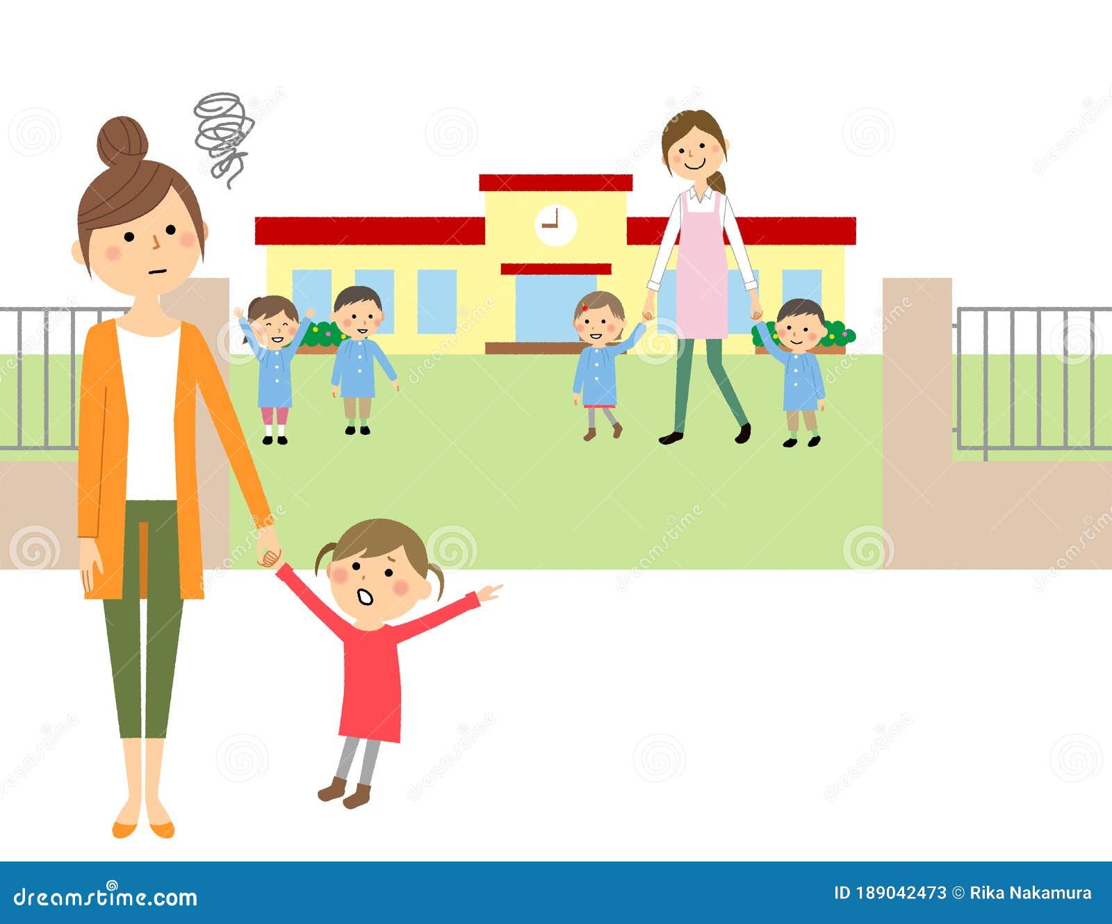 Waiting Children and Mothers Who Want To Go To a Nursery School Stock ...