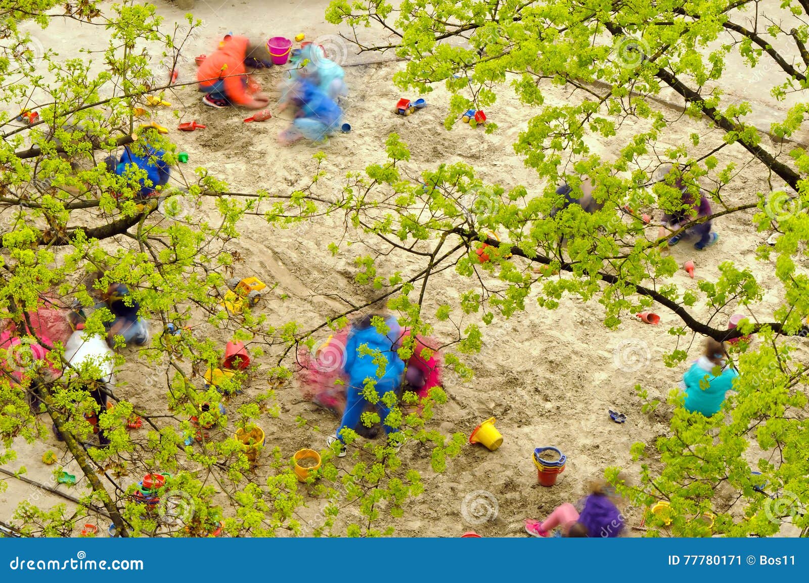 Kindergartner under trees stock image. Image of joyful - 77780171
