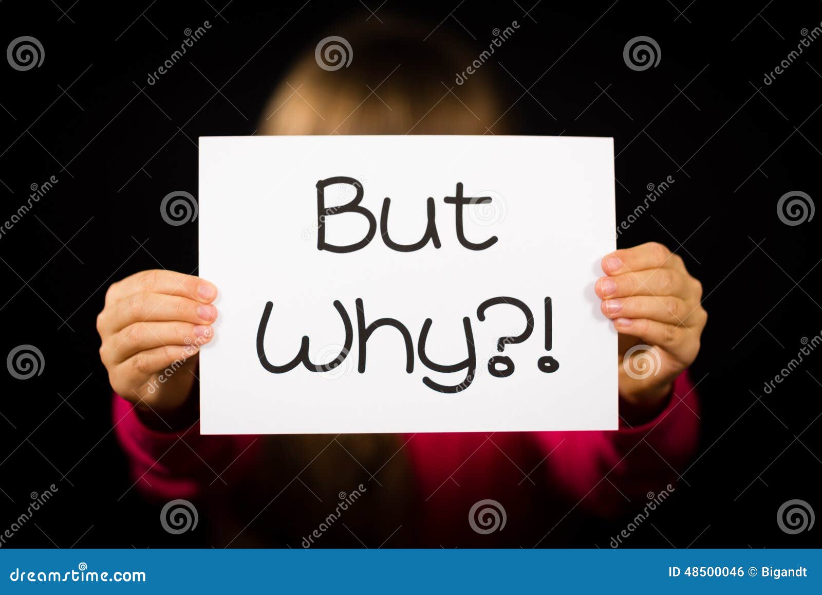 Kinderholding Warum Zeichen Stockfoto - Bild von finger, betrieb: 48500046