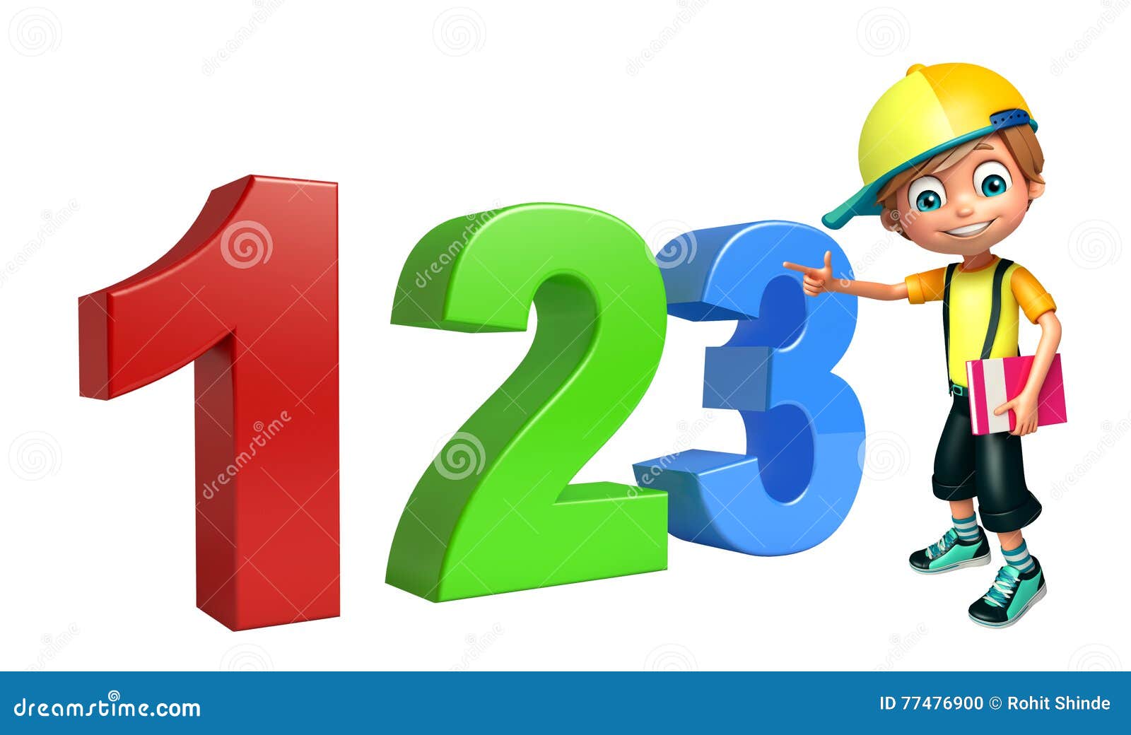 Kinderjunge Mit Dem Buch Mit 123 Zeichen Stock Abbildung - Illustration ...