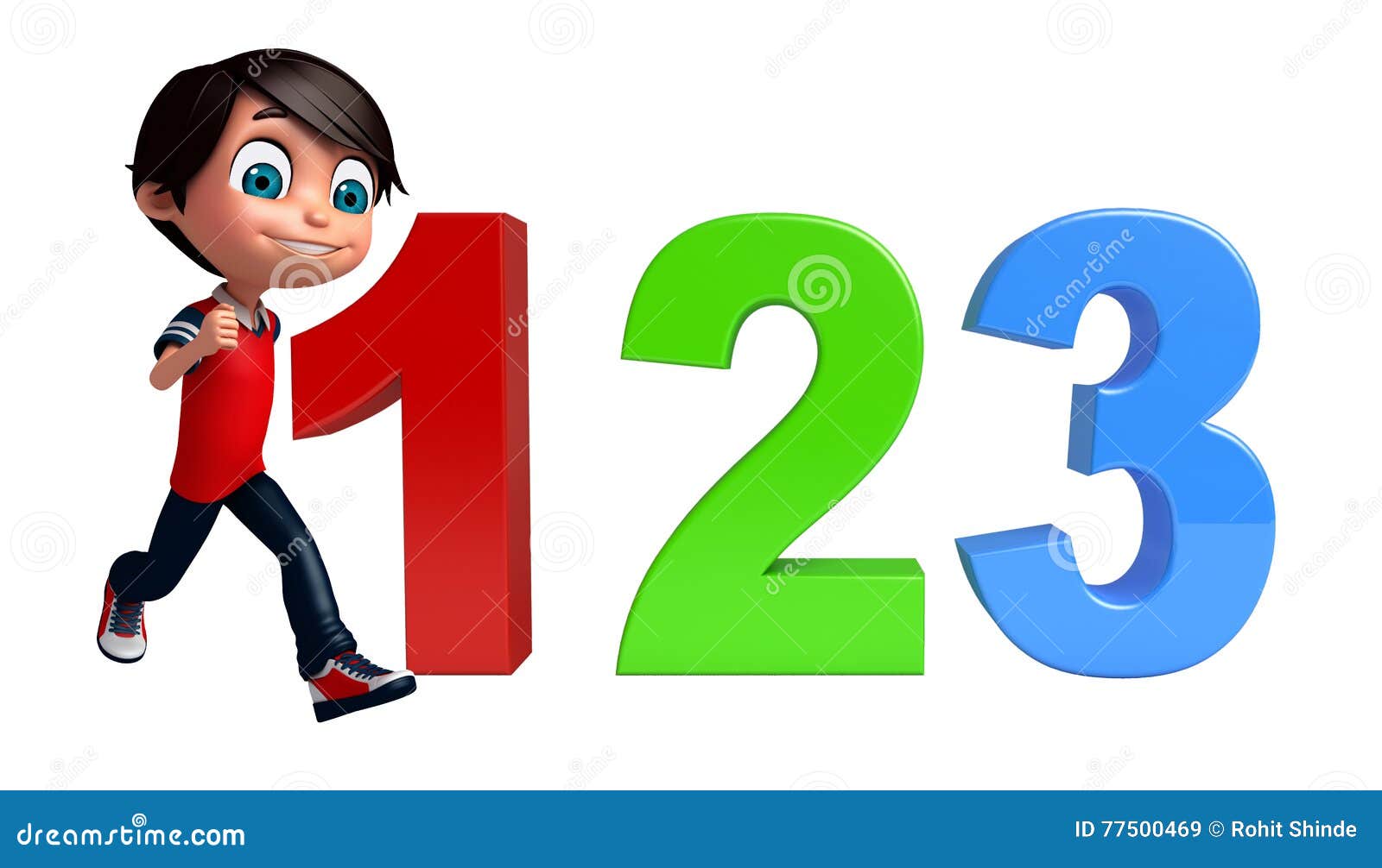 Kinderjunge Mit Zeichen 123 Stock Abbildung - Illustration von junge ...