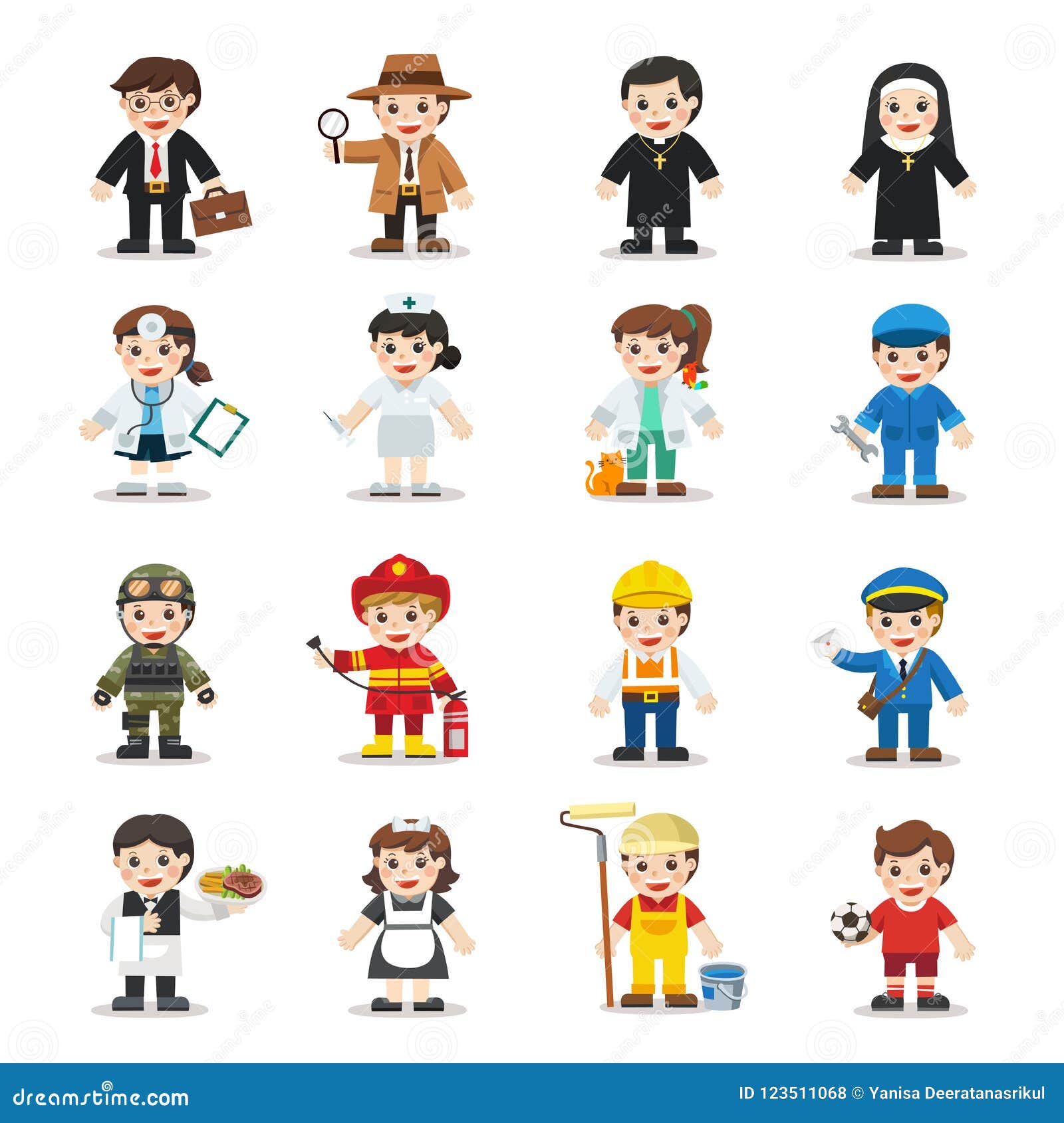 Kindersatz Verschiedene Berufe Vektor Abbildung - Illustration von ...