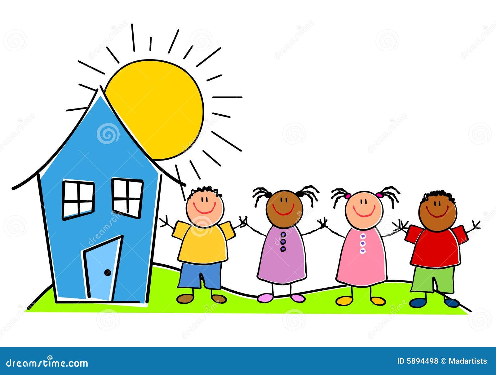 Kindliche Kinder Mit Einem Haus Stock Abbildung - Illustration von ...