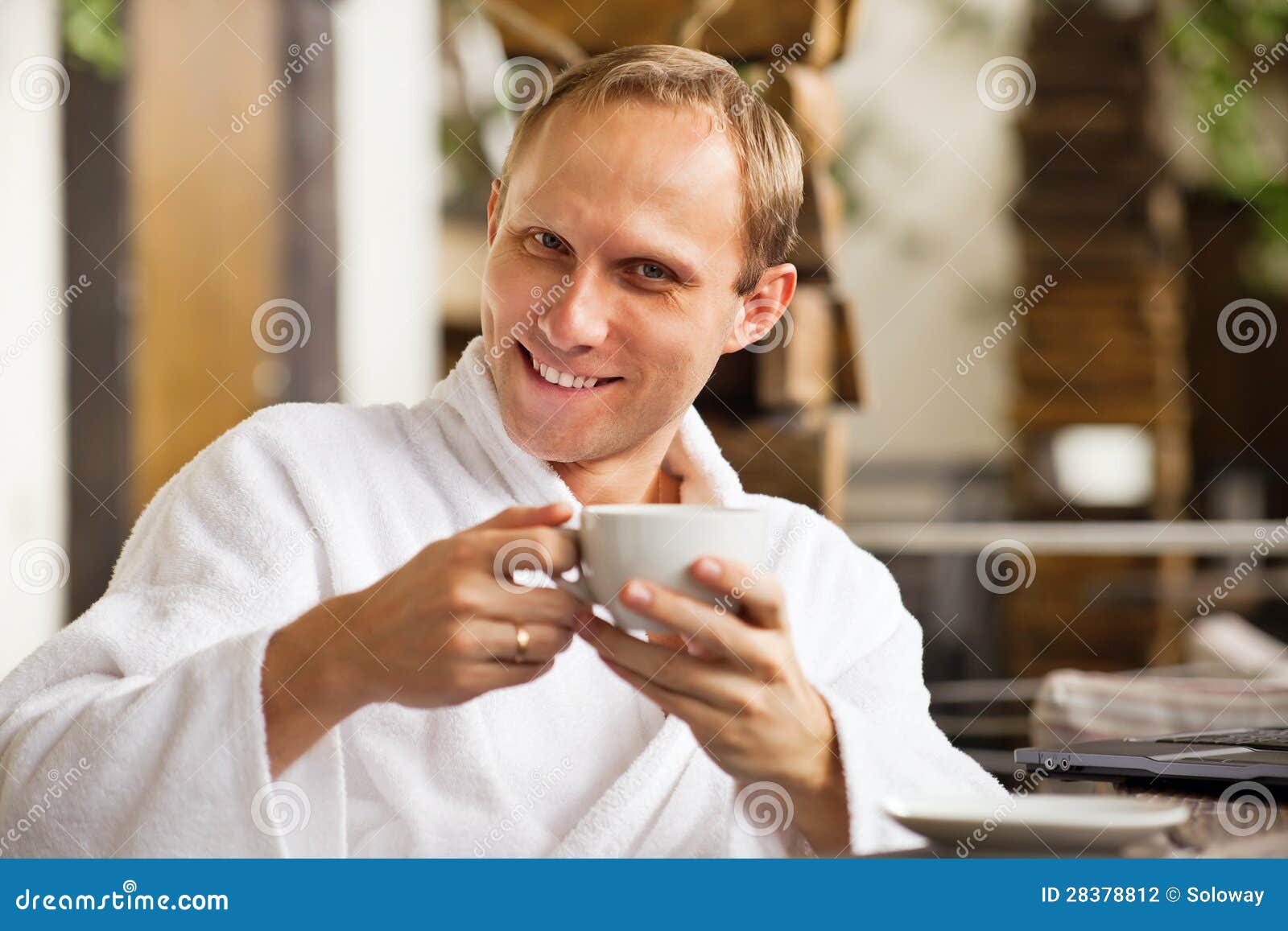 Kindly Smiling Man Portrait with Cup of Morning Co Stock Photo - Image ...