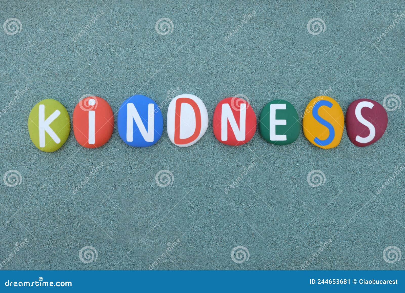 Kindness, Creative Word Composed with Multi Colored Stone Letters Over ...