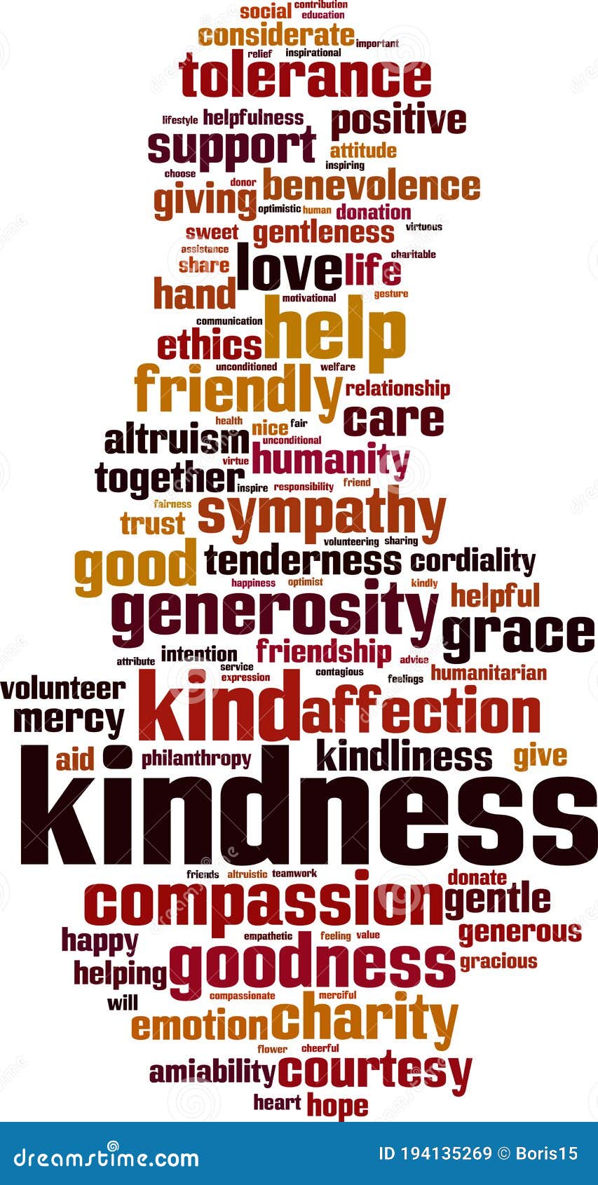 Kindness word cloud stock vector. Illustration of affection - 194135269
