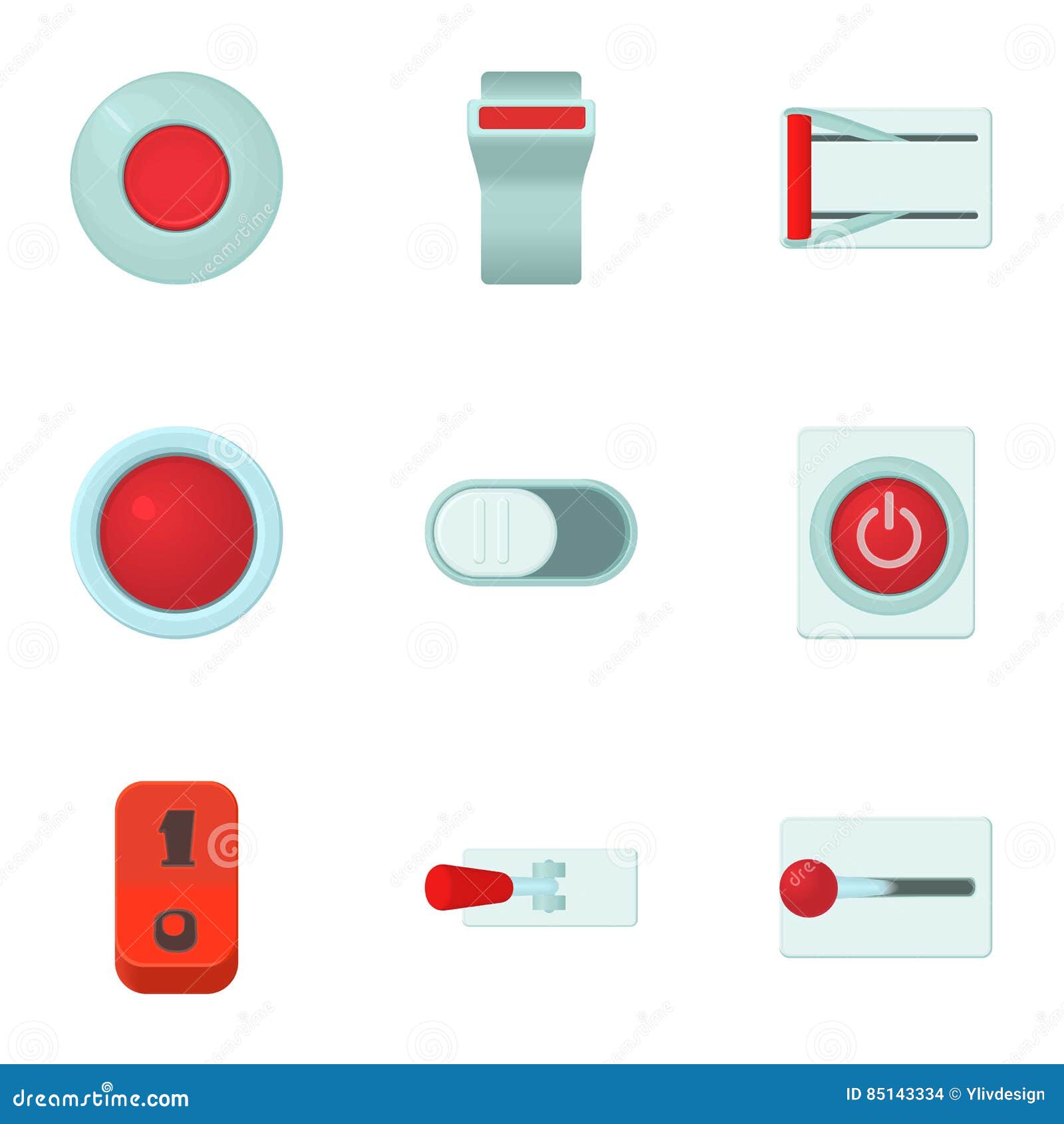 Kinds of Buttons Icons Set, Cartoon Style Stock Vector - Illustration ...