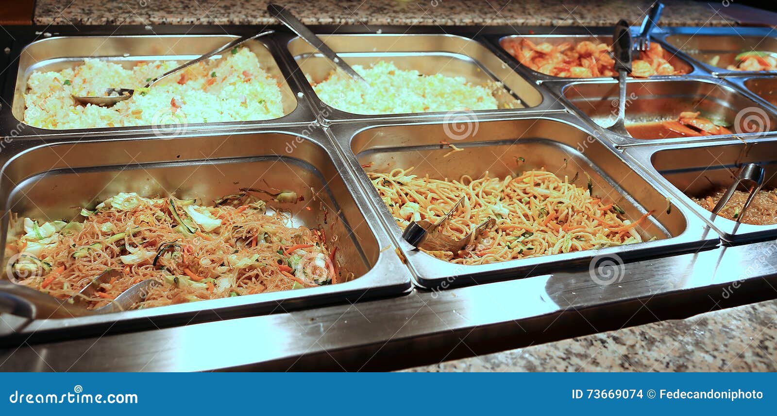 Kinds of Pasta and Rice in the Buffet Industrial Cafeteria Stock Photo ...
