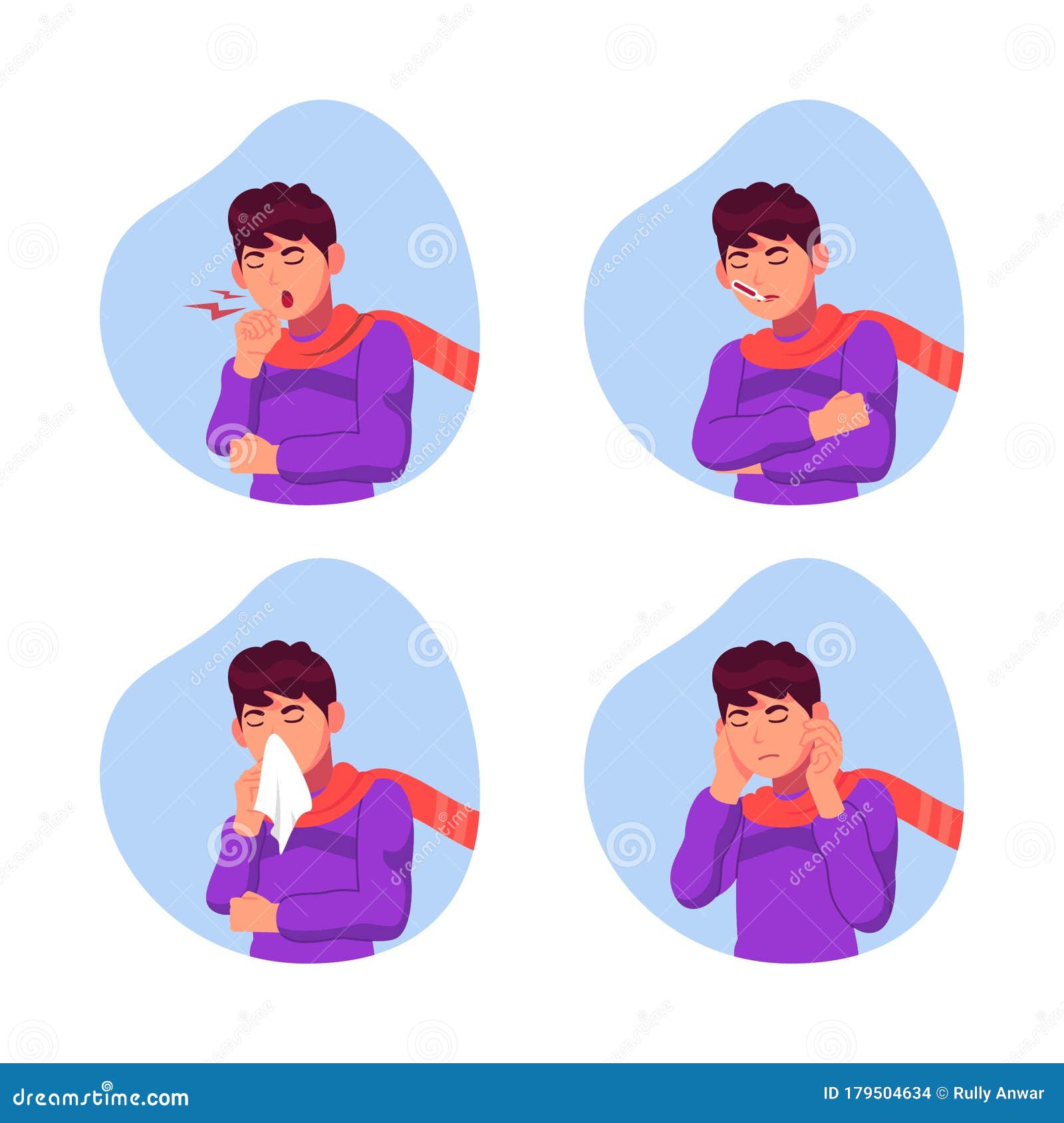 Kinds of Symptoms of Flu Man from Coronavirus Stock Vector ...