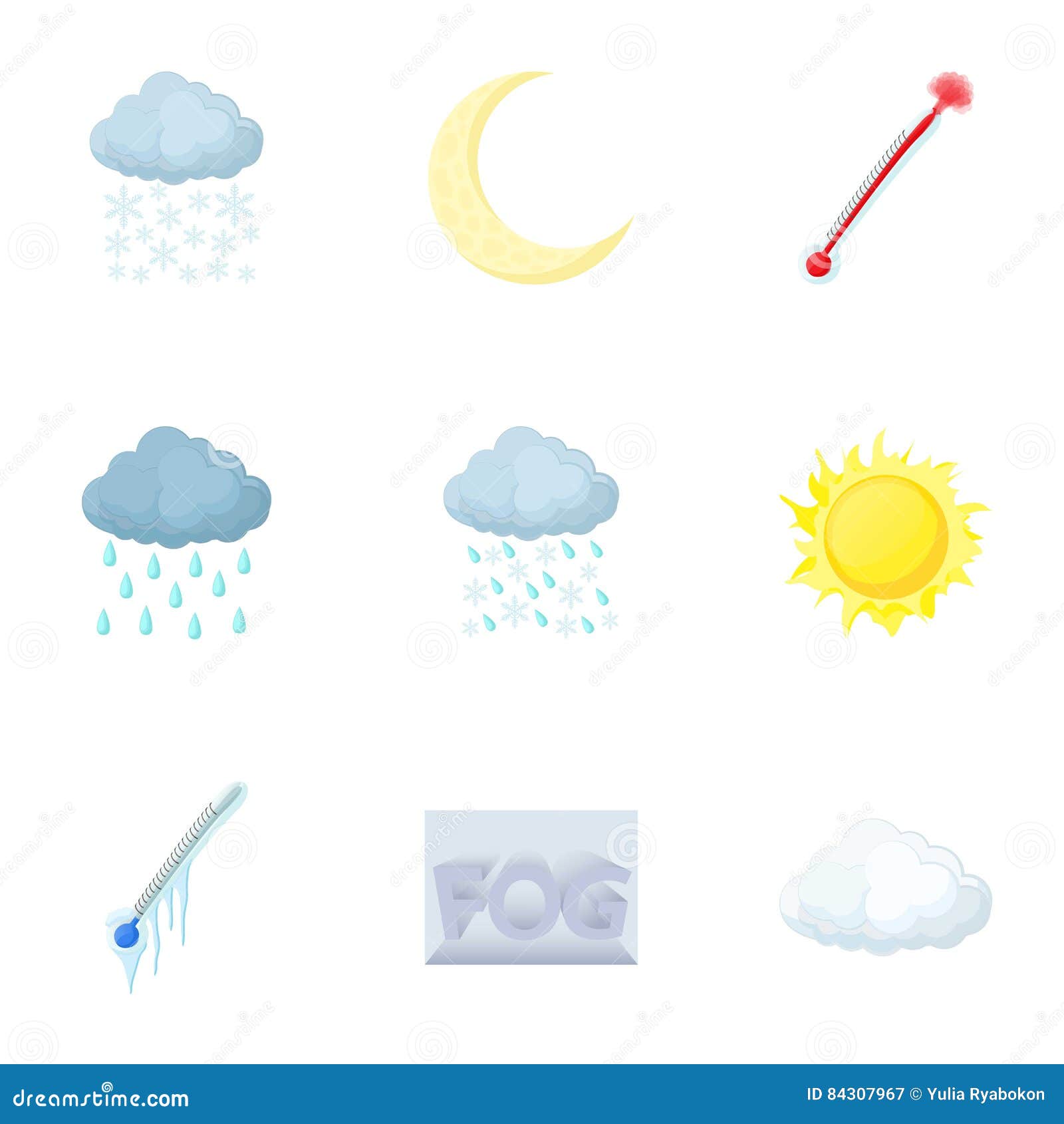 6 Kinds Of Weather Clipart, With Face Expression, By Vector Design ...