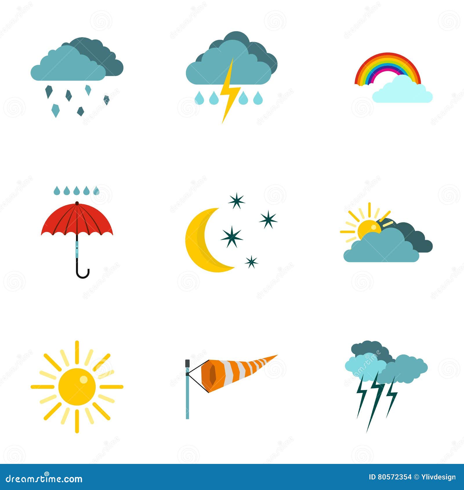6 Kinds Of Weather Clipart, With Face Expression, By Vector Design ...