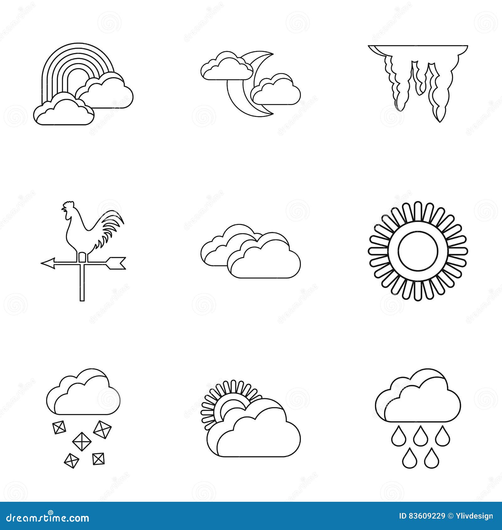 Kinds of Weather Icons Set, Outline Style Stock Vector - Illustration ...