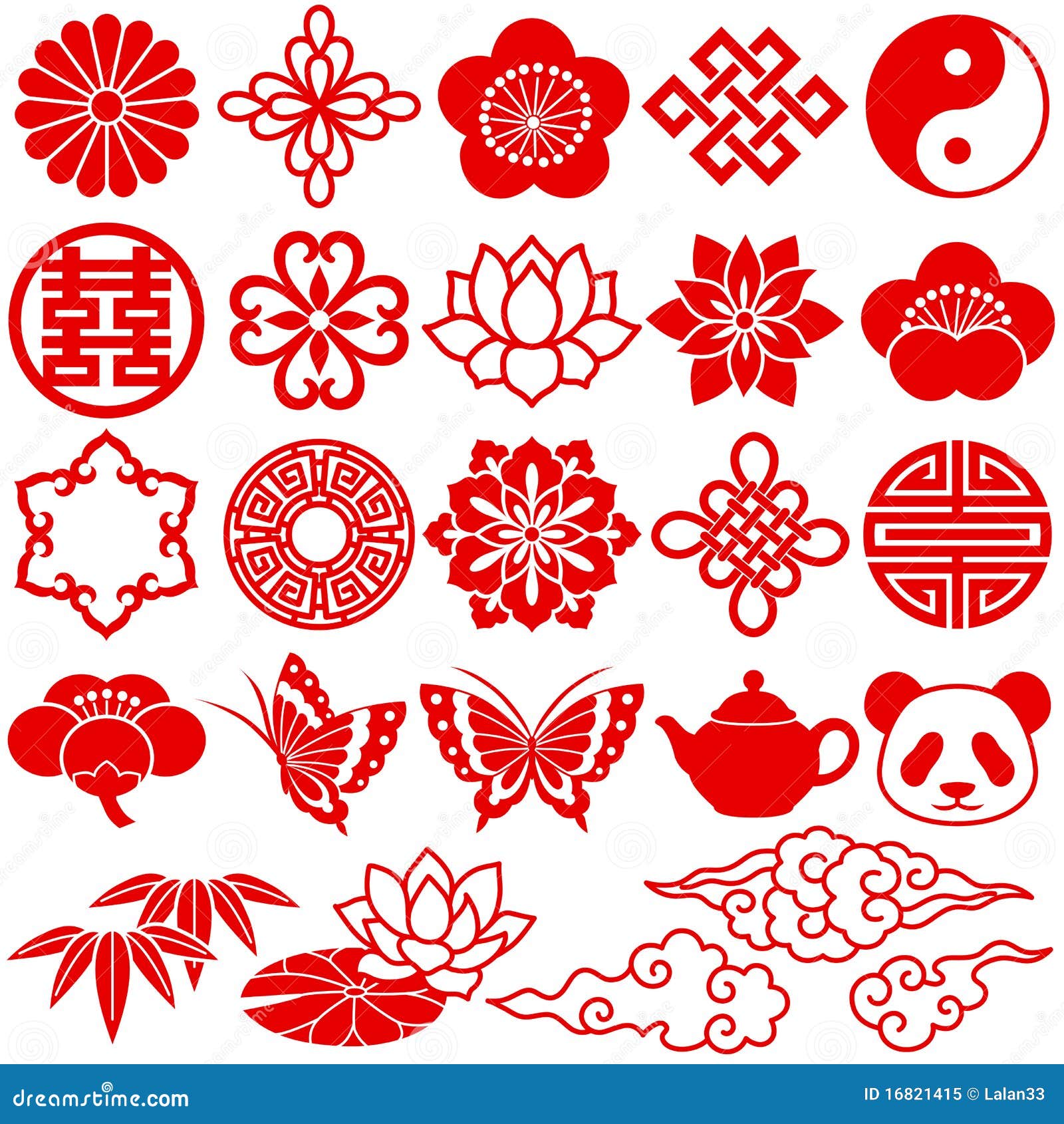 Kinesiska Dekorativa Symboler Vektor Illustrationer - Illustration av ...
