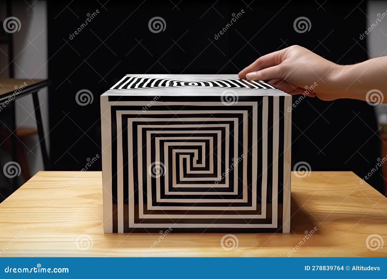 Kinetic and Interactive Optical Illusion of a Spinning Cube Stock Illustration - Illustration of ...