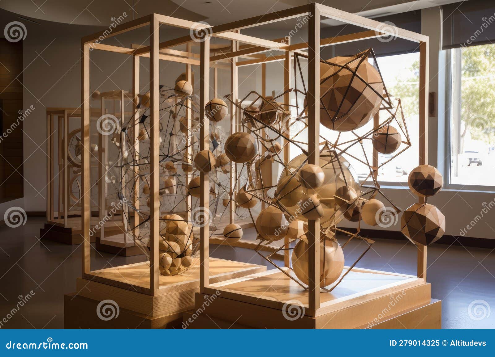 Kinetic and Interactive Sculpture of Spheres, Cubes, and Triangles that ...
