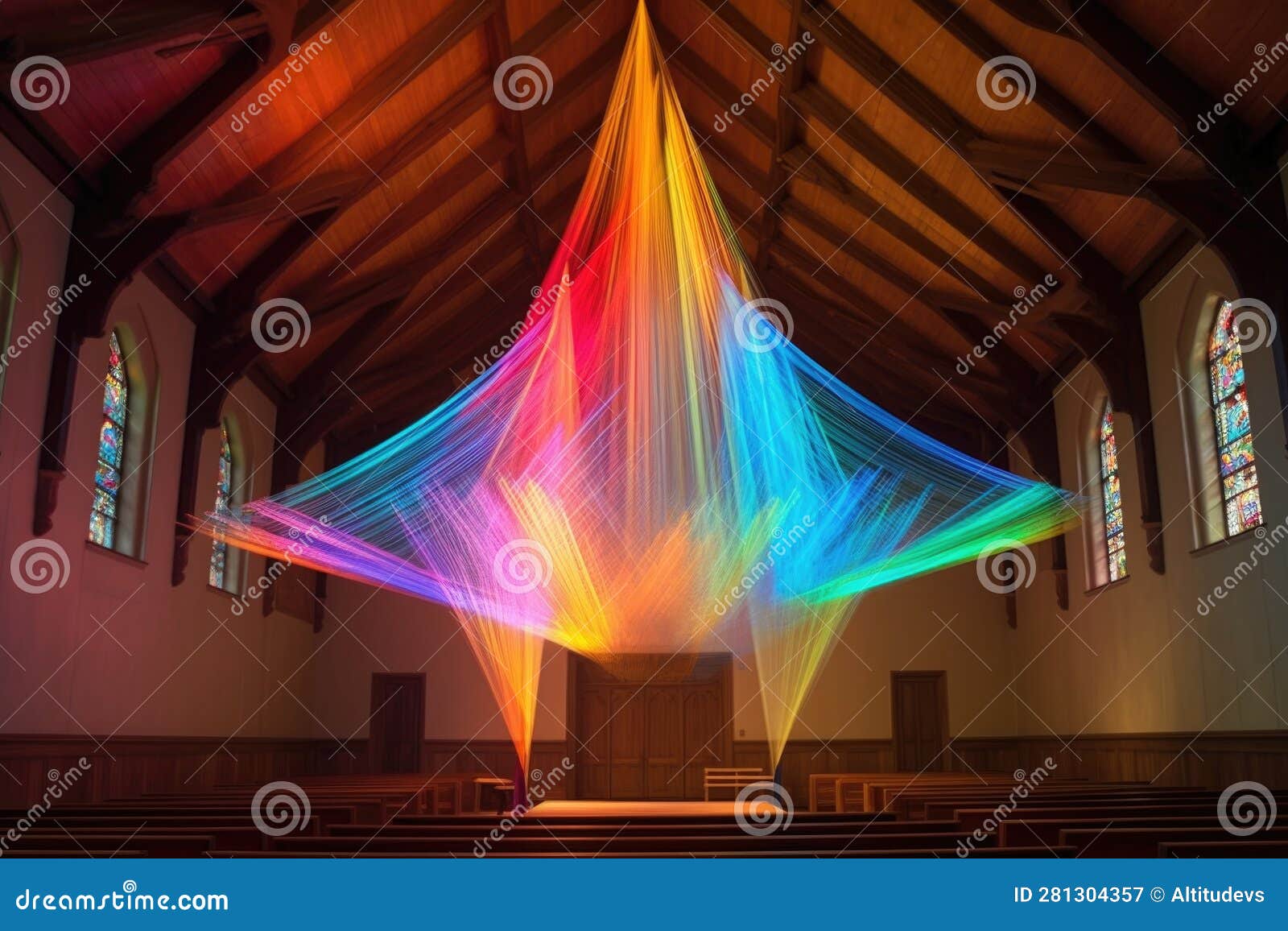 Kinetic Light Installation with Shifting Colors Stock Illustration ...