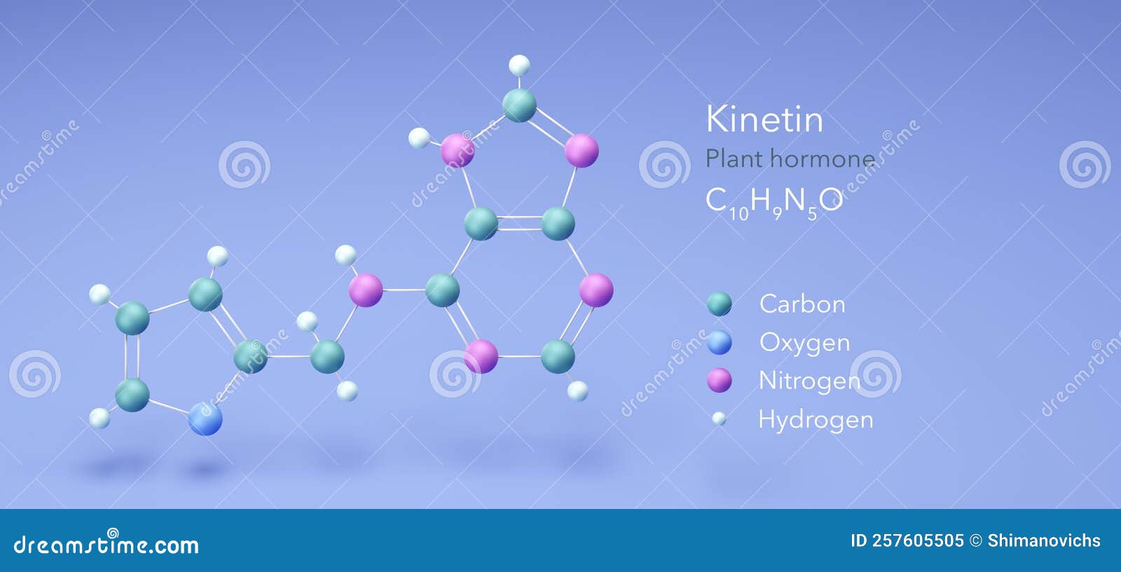 Kinetin, Molecular Structures, Plant Hormone, 3d Model, Structural ...