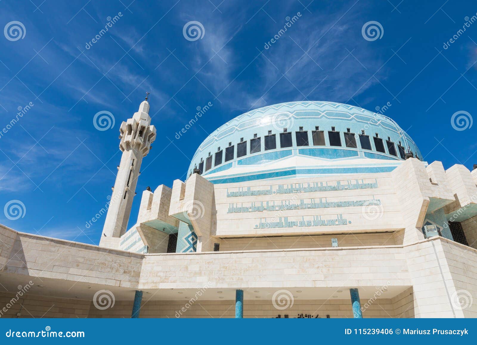 King Abdullah I Mosque in Amman, Jordan Stock Photo - Image of blue ...