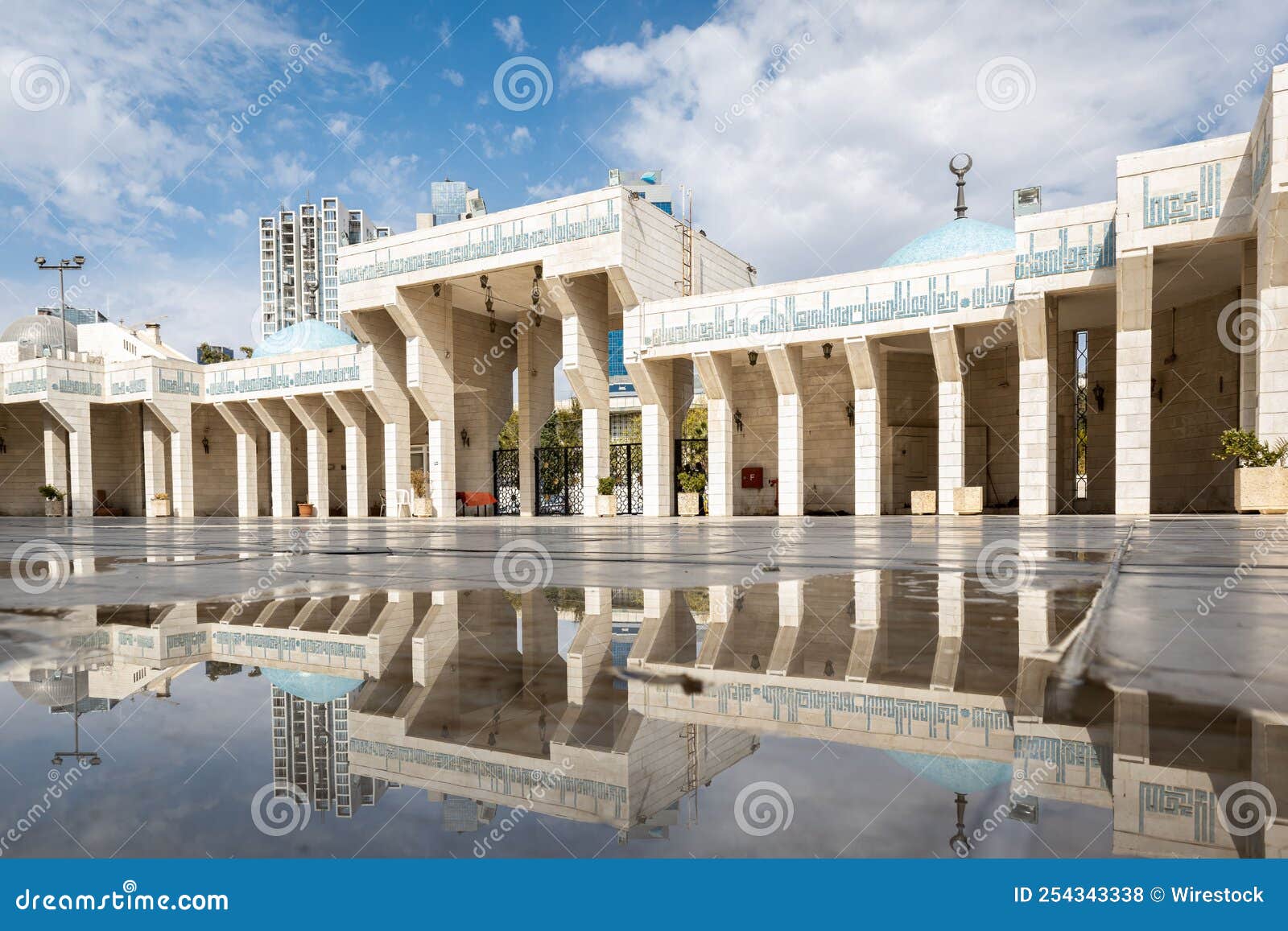 King Abdullah I Mosque in Amman, Jordan, with Reflections in Puddle ...