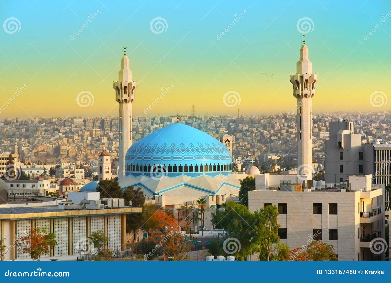 King Abdullah Mosque in Amman Jordan Stock Photo - Image of king ...
