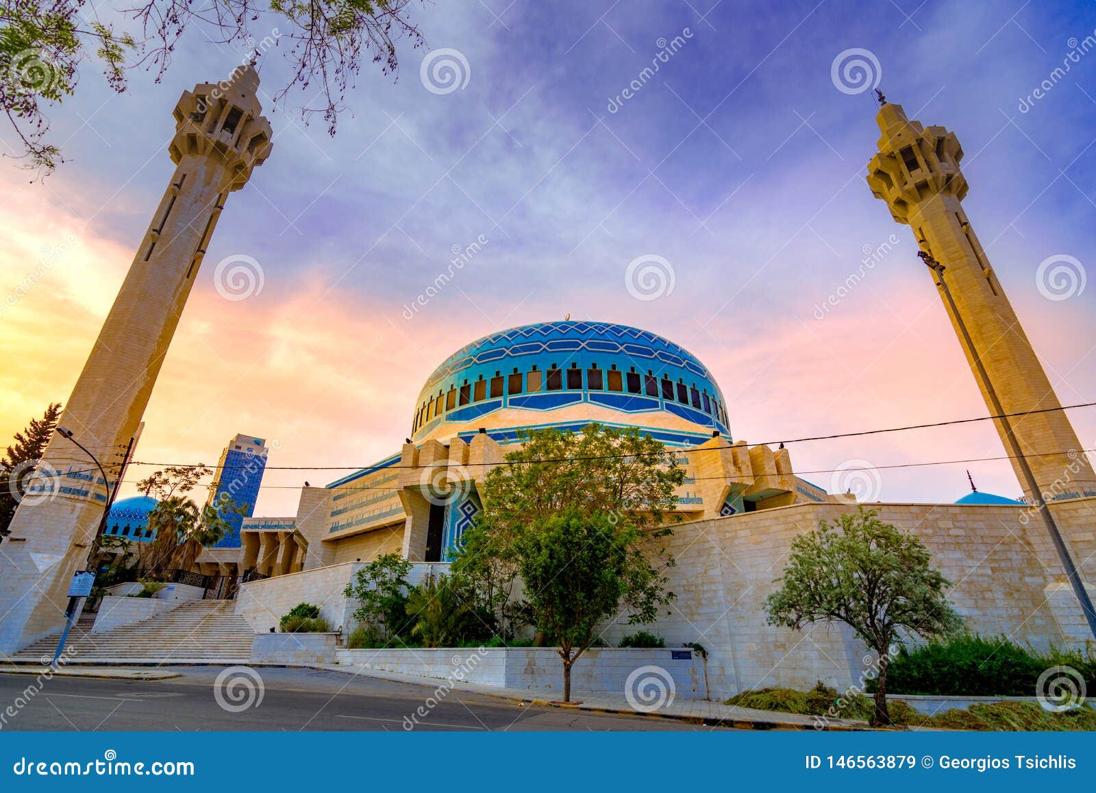 King Abdullah Mosque Blue Mosque in Amman, Jordan Editorial Stock Image ...