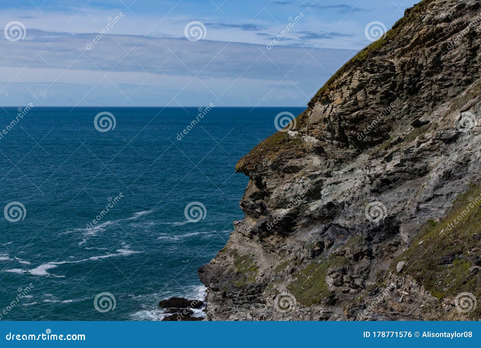 King Arthur`s Face in Profile on the Cliff at Tintagel, Cornwall Stock ...