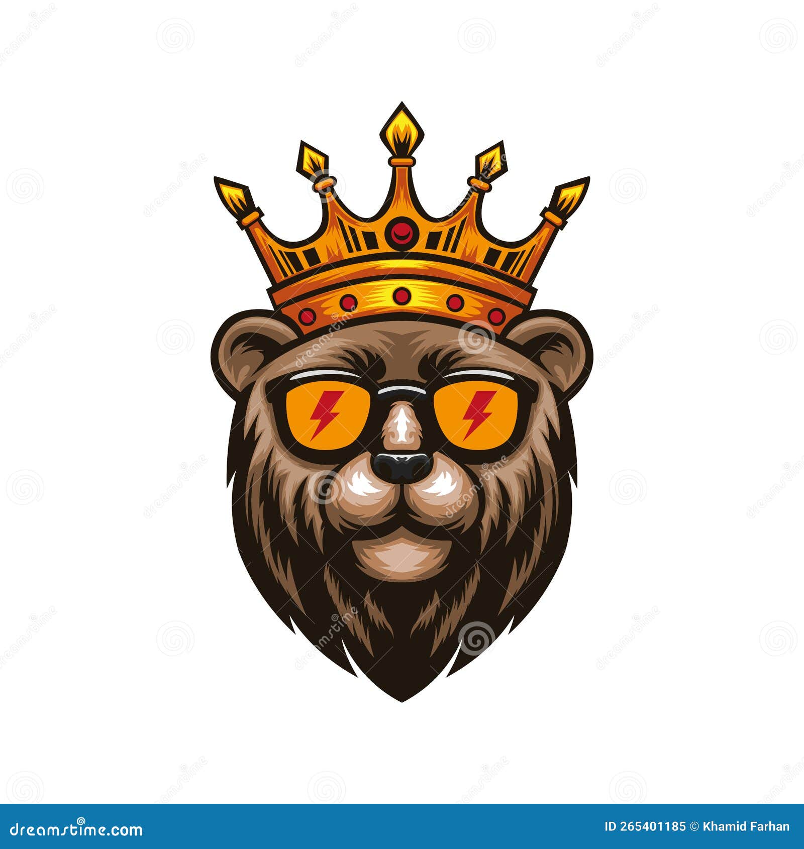 King Sad Bear Mascot Logo Designi Vector Illustration | CartoonDealer ...