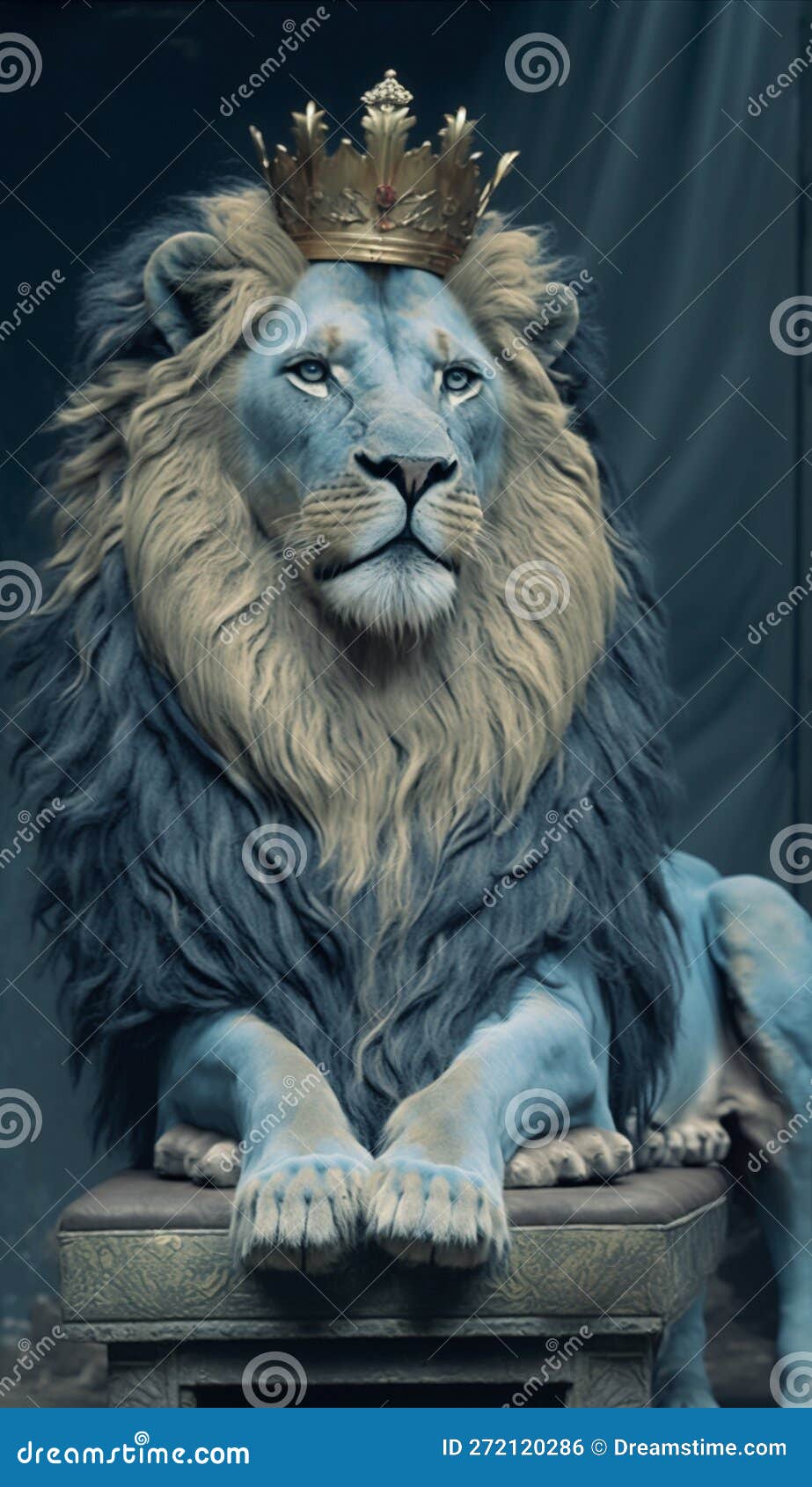The King of Beasts Lion Sits on the Throne, Generative Ai Stock ...