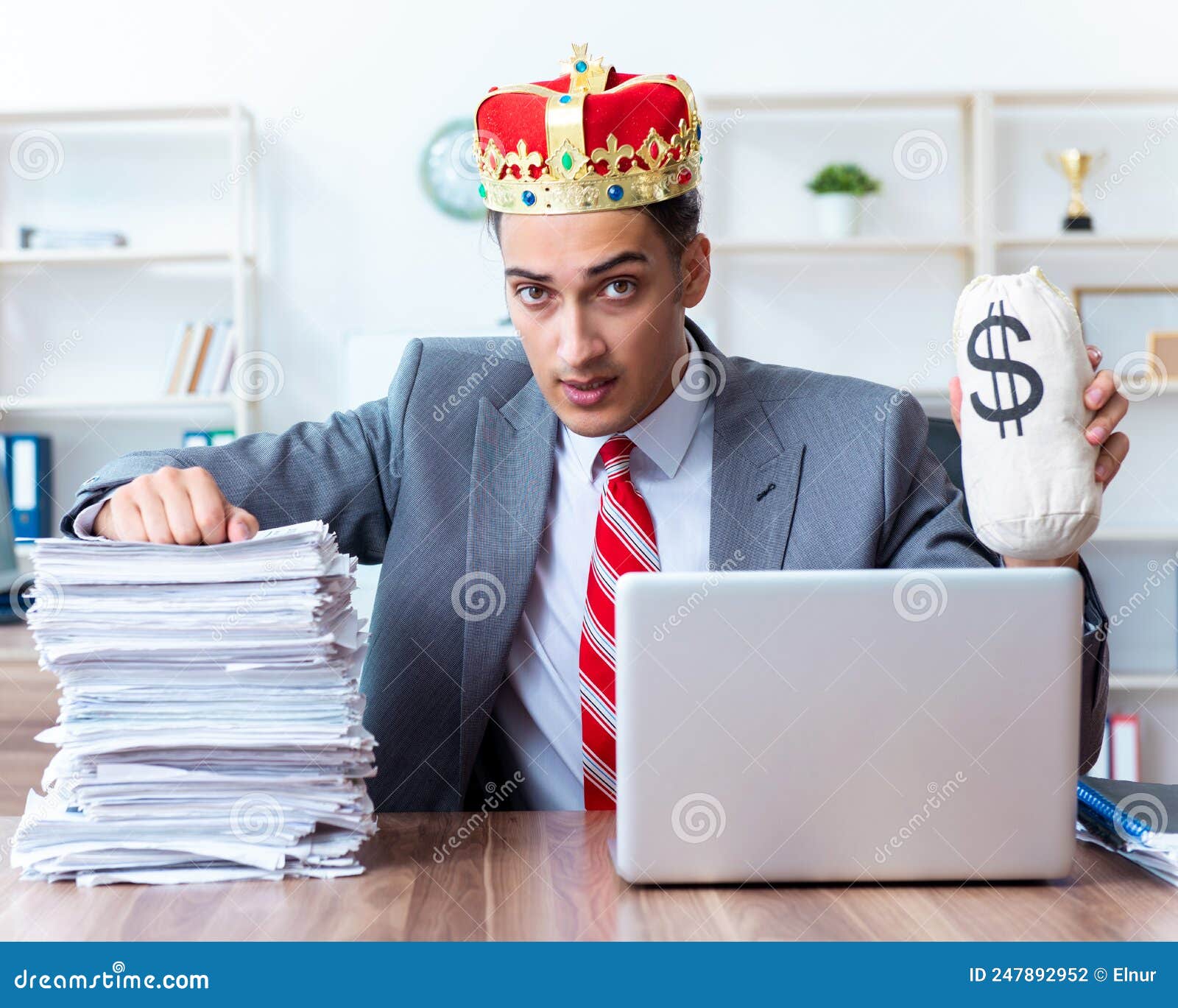 King Businessman at His Workplace Stock Photo - Image of coronation ...