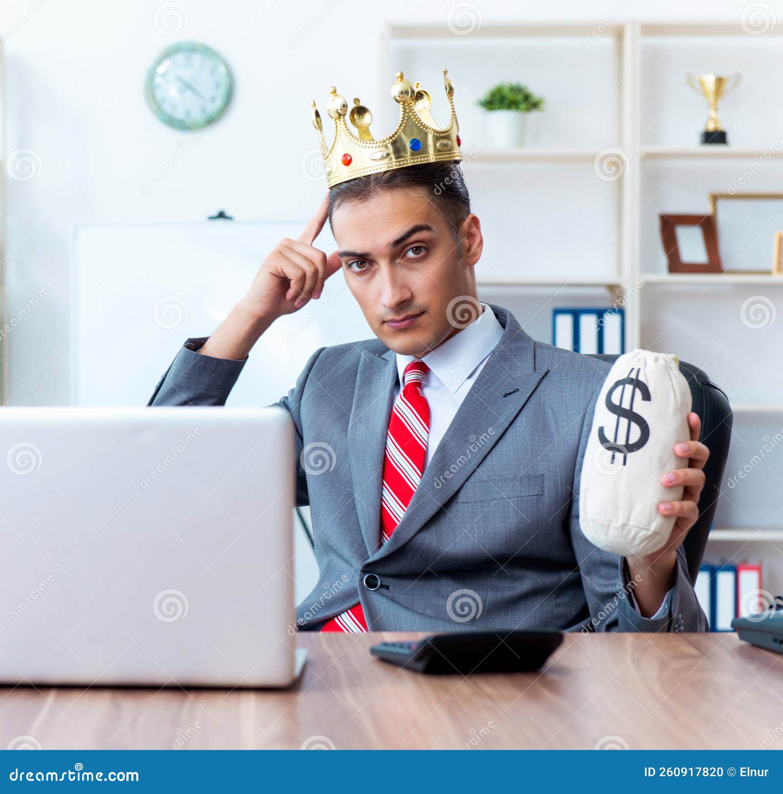 King Businessman at His Workplace Stock Photo - Image of king, cash ...