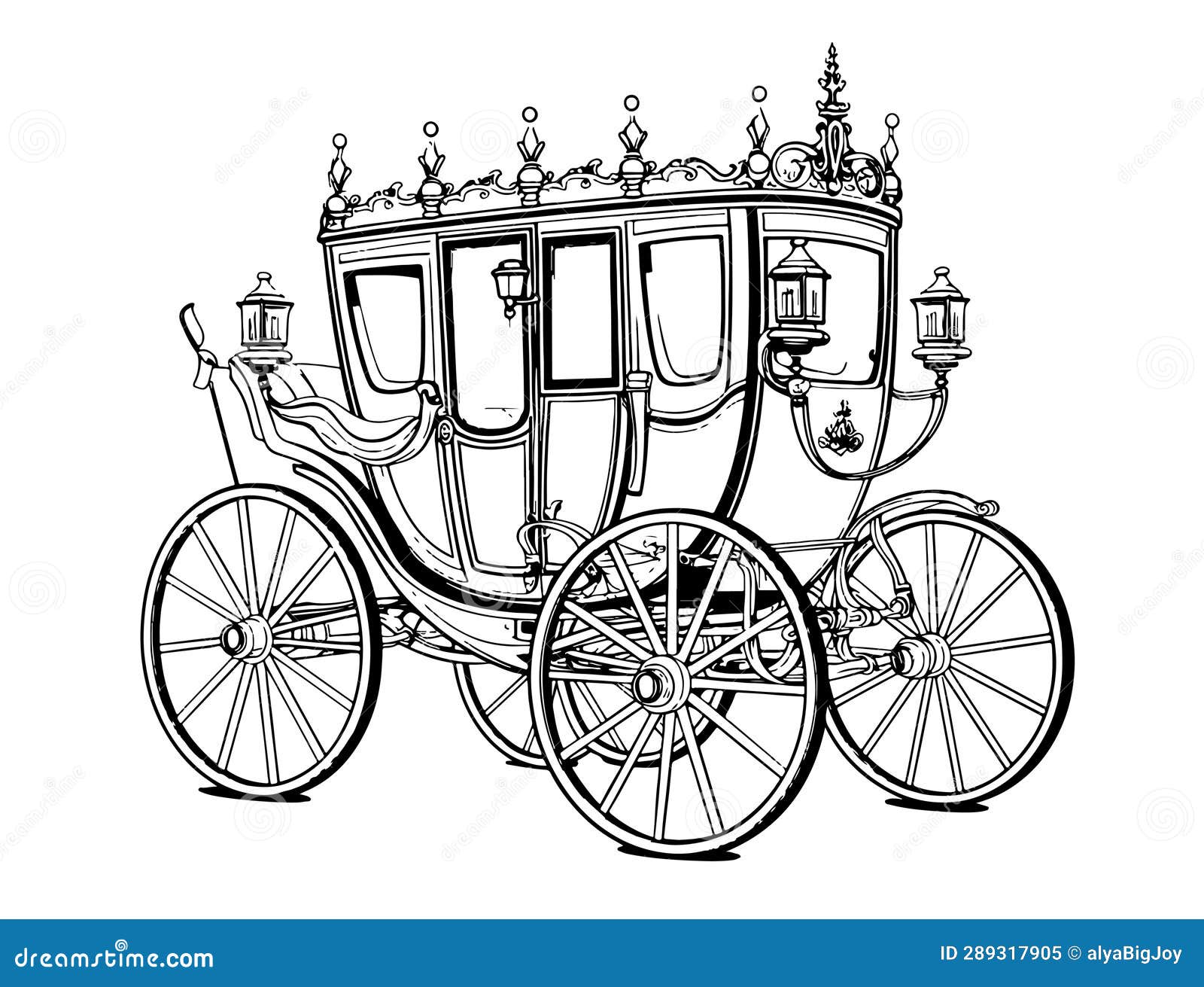 Royal Carriage Hand Drawn Sketch Vector Illustration Stock Illustration ...