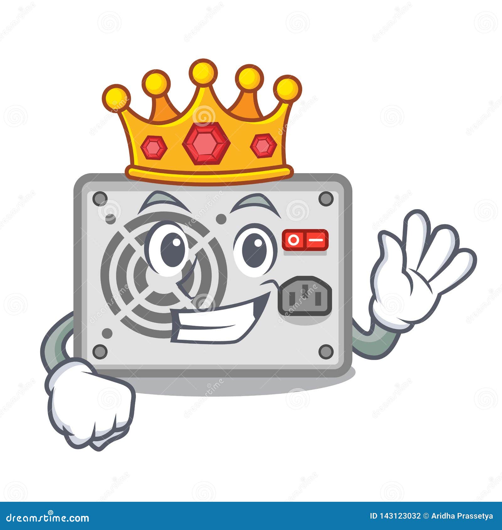 King Cartoon Power Supply on the Computer Stock Vector - Illustration ...