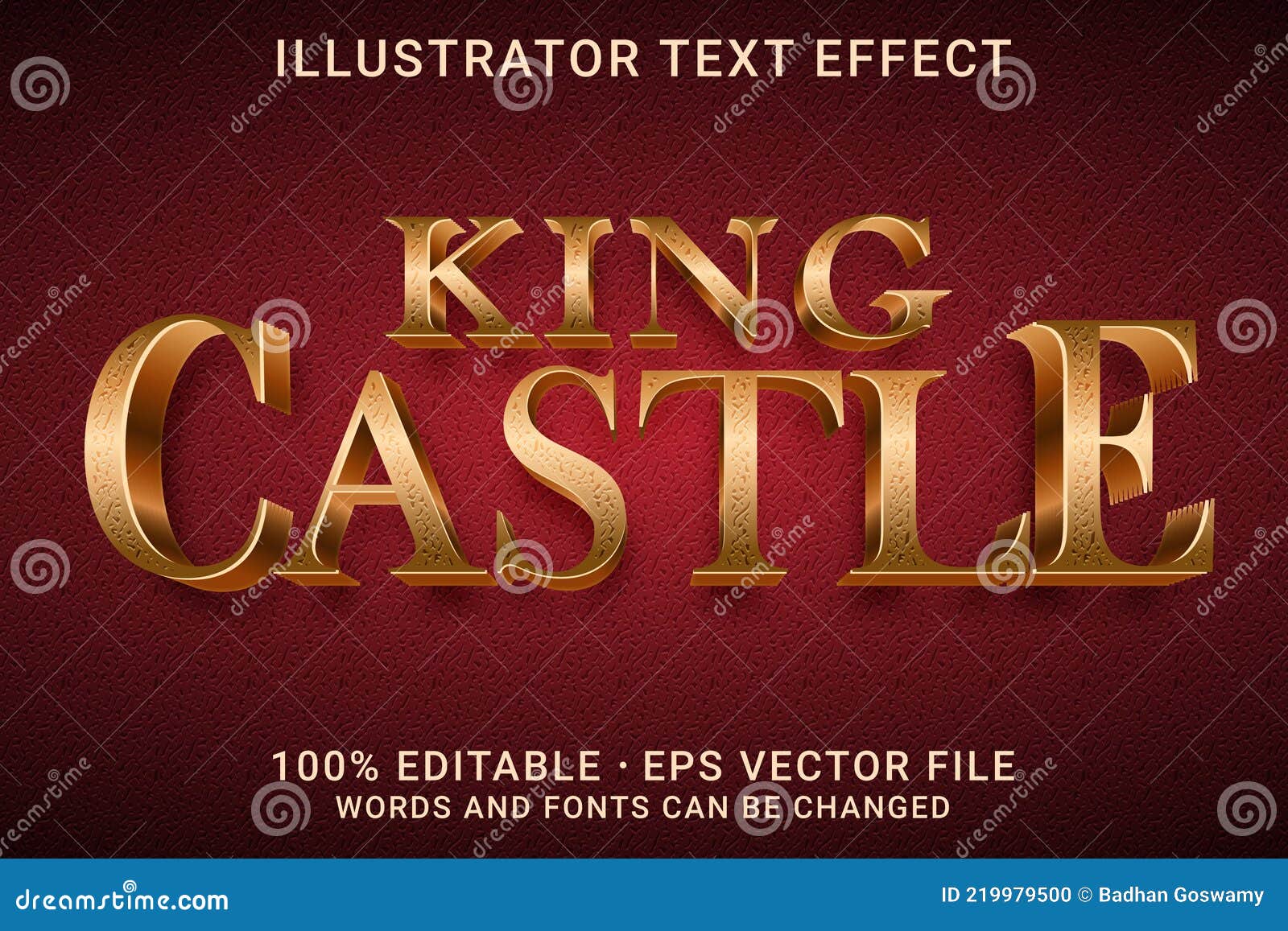 KING CASTLE 3d -Editable Text Effect Stock Vector - Illustration of ...