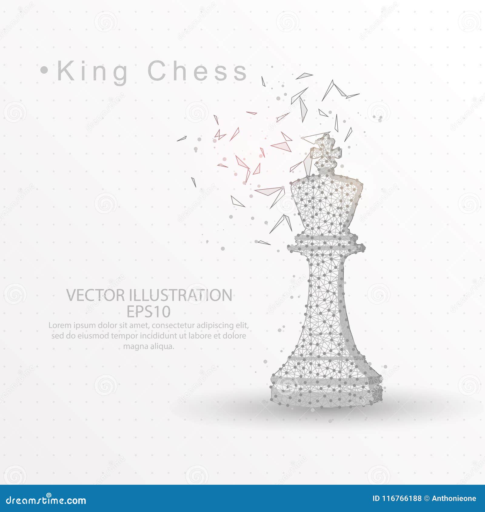 King Chess Digitally Drawn Low Poly Wire Frame on White Background ...