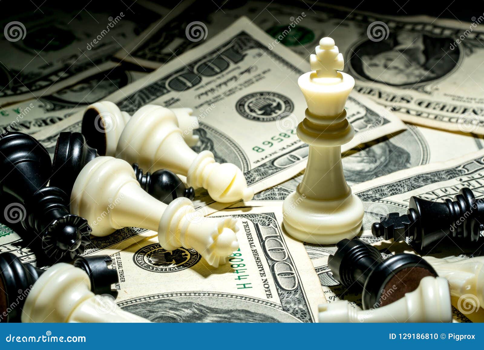 Chess And Dollar: Dark King And Queen On One US Dollar Bill Royalty ...