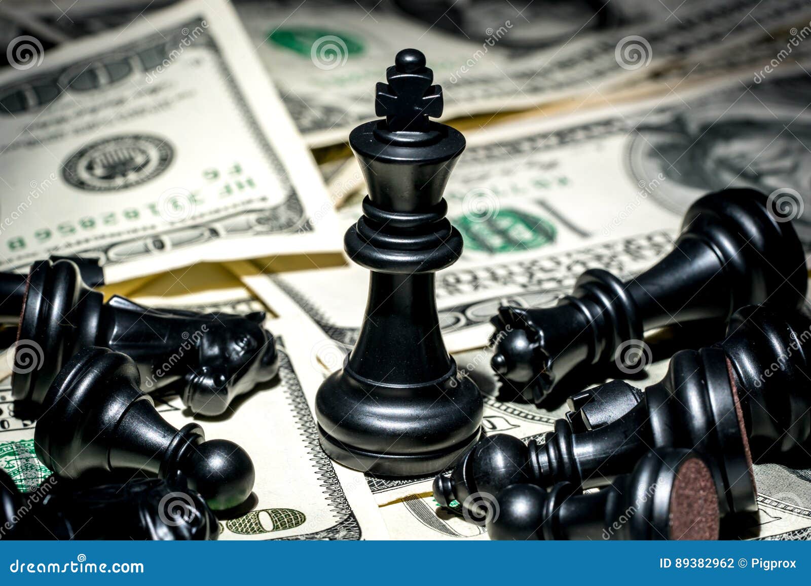 Chess And Dollar: Dark King And Queen On One US Dollar Bill Royalty ...