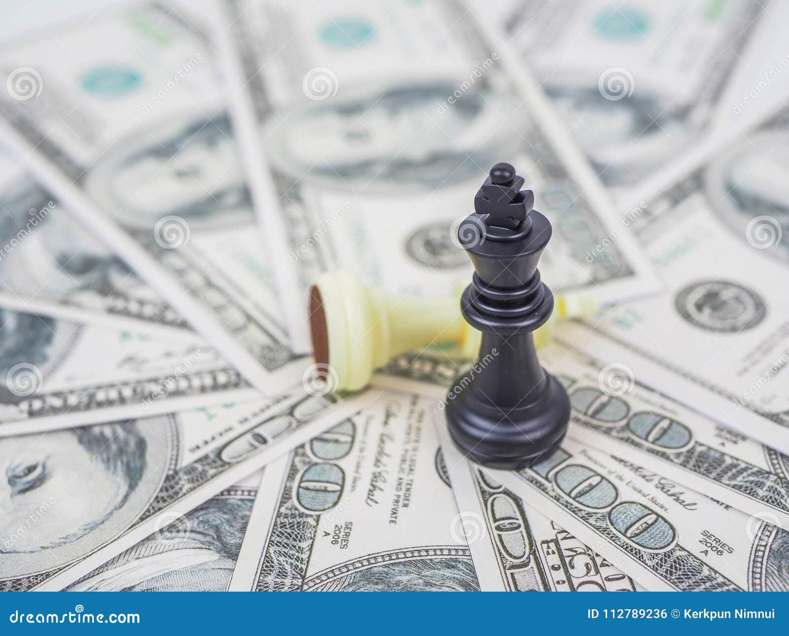 Chess And Dollar: Dark King And Queen On One US Dollar Bill Royalty ...